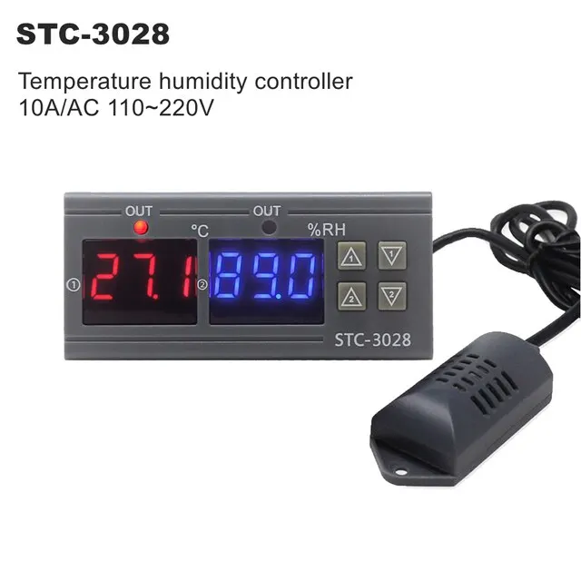 Digital Thermostat Hygrostat Temperature Humidity Control STC 3028 AC 110V 220V DC 12V ...