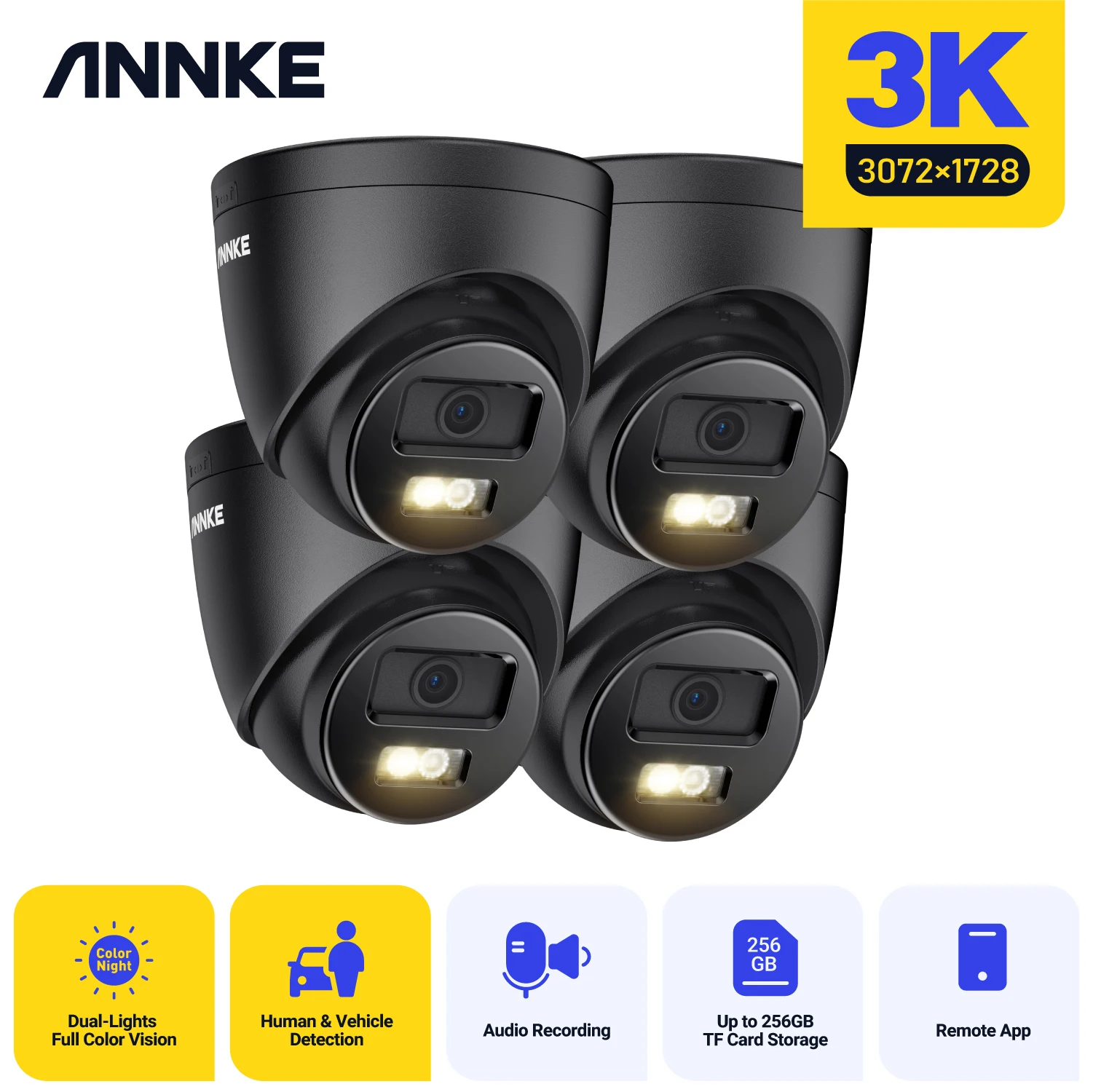 ANNKE 3K Dual Lights IR Network Camera Built-in mic Double Light ...
