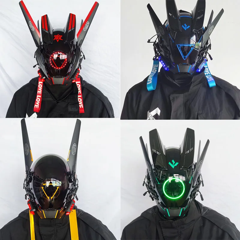 Personality Army Mask Coolplay Mechanical Sci-fi Gear Cyberpunk Led ...