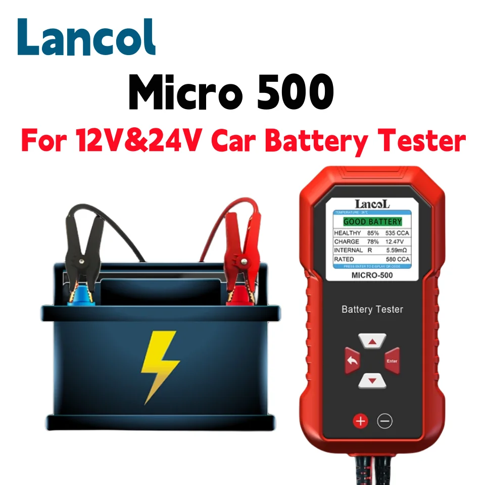 Lancol Micro 500 For 12V&24V Car Battery Tester 40-3000 CCA Lithium ...
