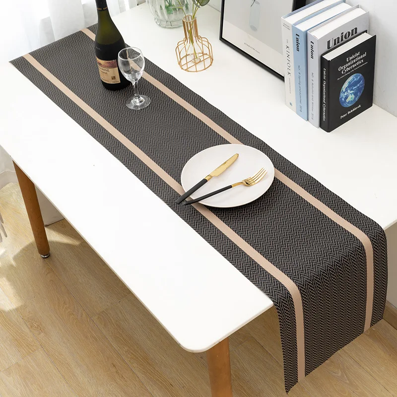 PVC Table Runner Woven Vinyl Non-Slip Heat-Resistant Washable Table ...
