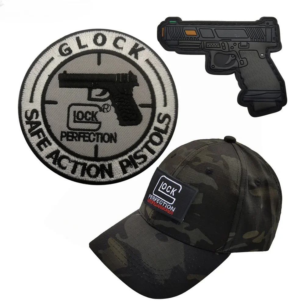Glock-Estilo-Pistola-Patches-Bordados-Emblema-T-tico-Ao-Ar-Livre-Hook ...