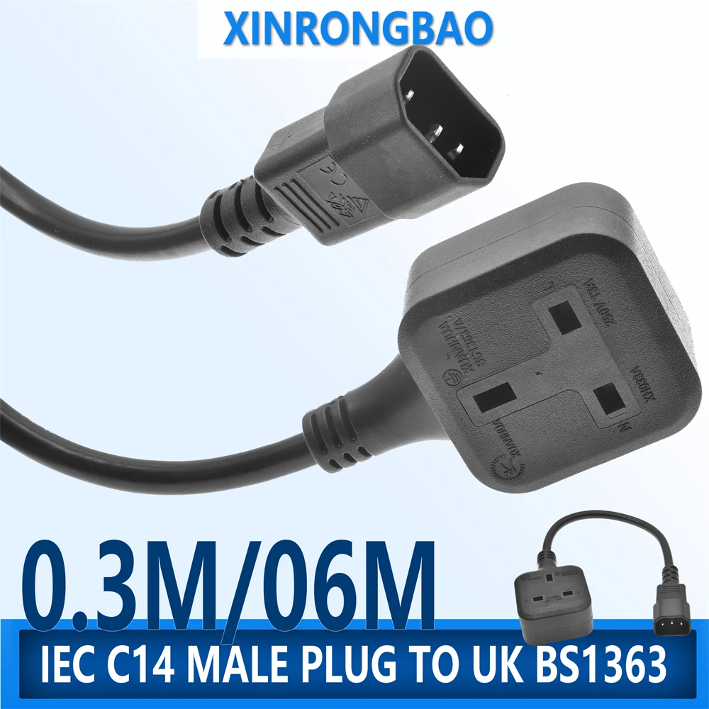 Singapore IEC C14 Male Plug to UK BS1363 Female Socket Power Adapter Singapore IEC C14 Male Plug to UK BS1363 Female Socket Power Adapter