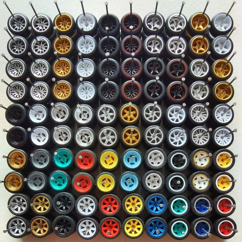 50sets-for-50-cars-11mm-14mm-Size-1-64-Alloy-Car-Wheels-with-Rubber ...