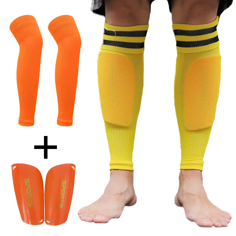 1 Set Elastic Soccer Shin Guards Football Calf Socks Over Knee Leg ...