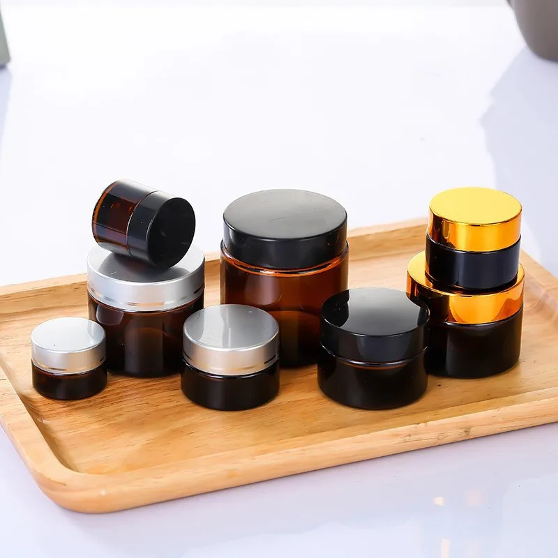 10X 5/10/15/20/30/50/60/100g Amber Glass Refillable Ointment Bottles ...
