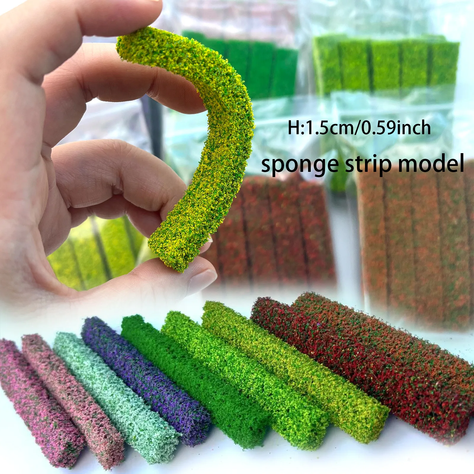 4 STUKS Miniatuur Spons Strip Model Heg voor Spoorweg Trein Layout ...