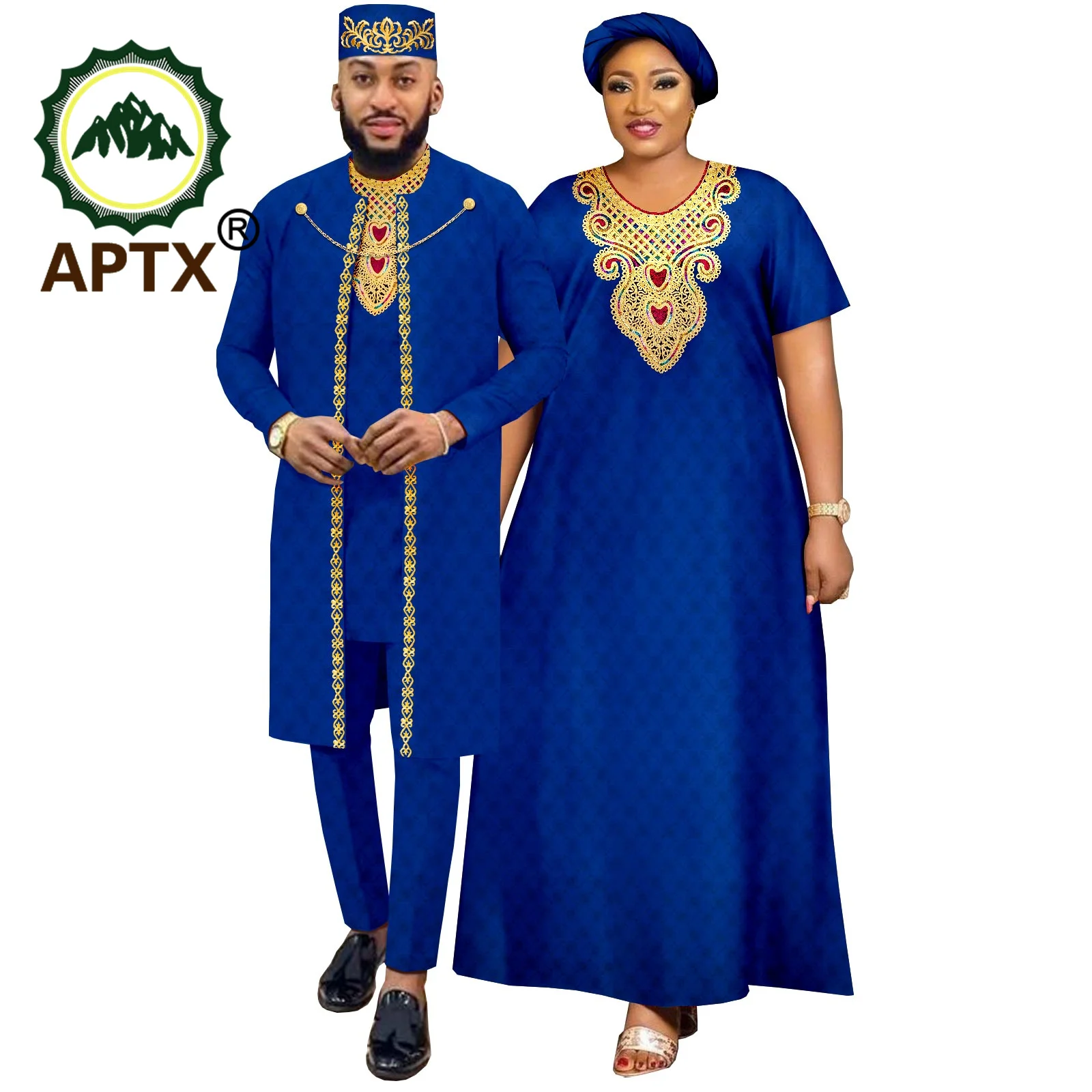 African-Dress-for-Women-Embroidery-Robe-Match-Men-Jacket-Shirt-Pants ...