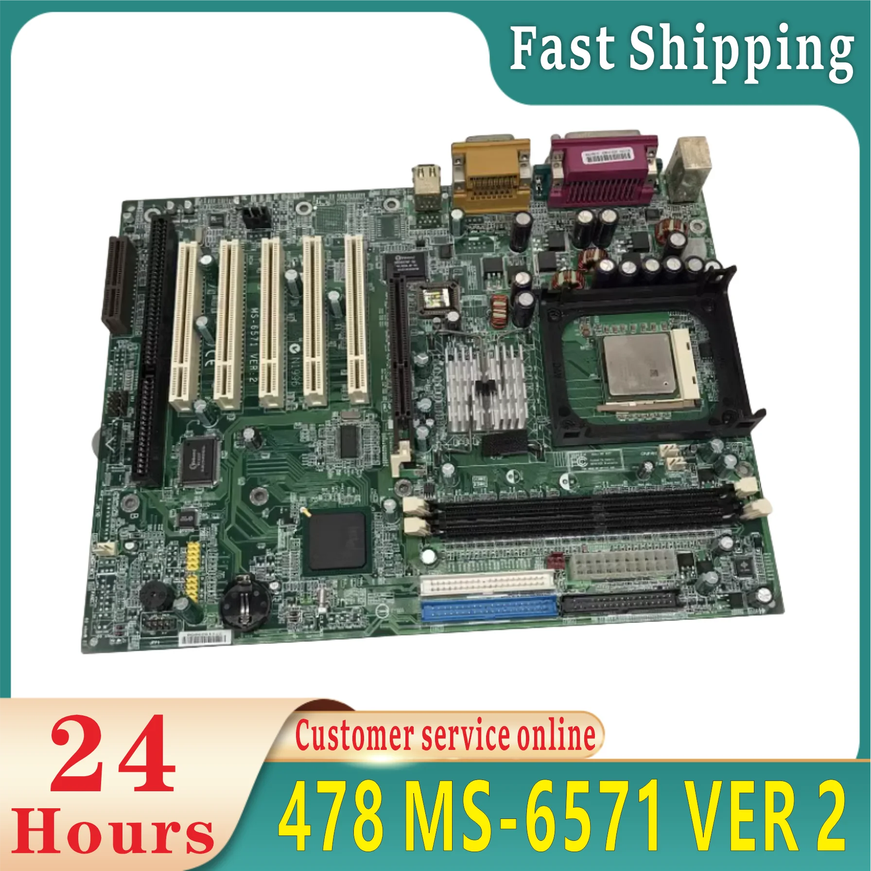 845e ATX slot 478 MS-6571 VER 2 motherboard with 1 ISA 1 AGP 2 COM ...