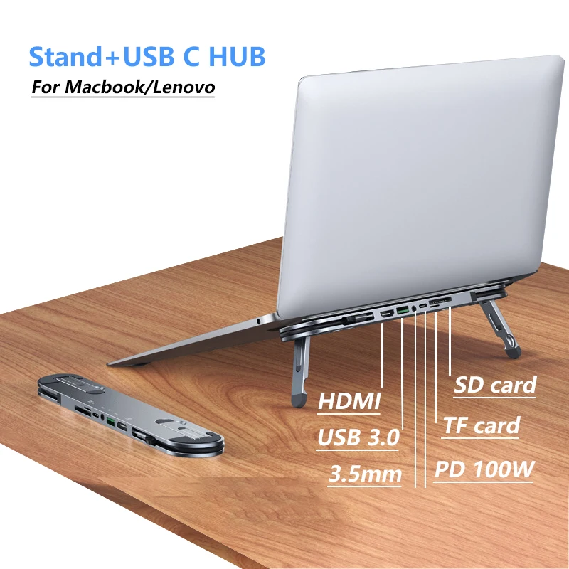 Laptop-Stand-Suporte-Notebook-With-USB-C-HUB-Docking-Station-4K-HDMI ...
