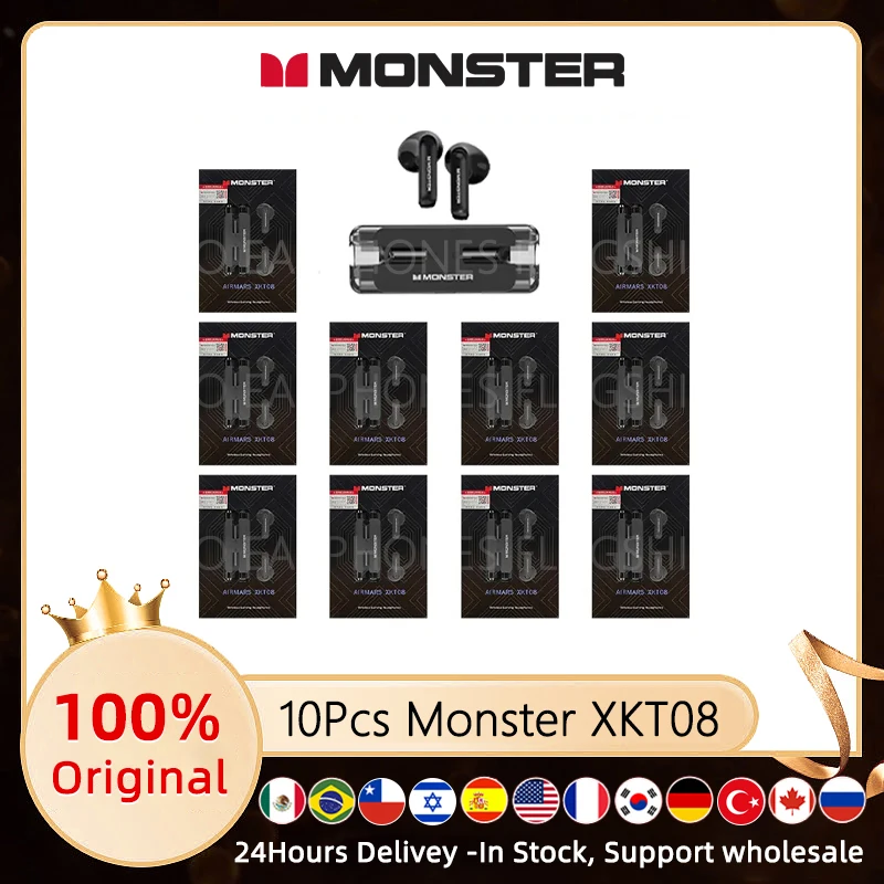 10PCS-Monster-XKT08-Gaming-Earphone-Wireless-Bluetooth-5-3-Headphones ...