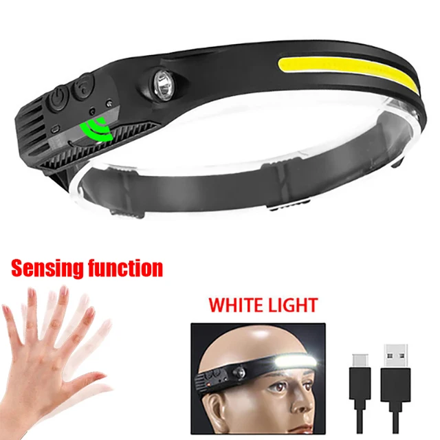 COB LED Strong Bald Head Light Induction Riding Portable Headlight USB ...