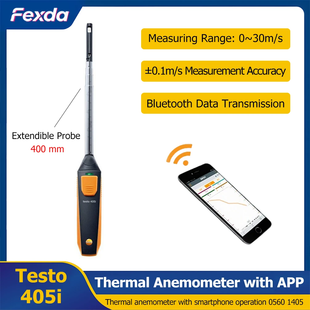Testo 405i Handheld Thermal Anemometer High Precision Air/Wind Flow ...