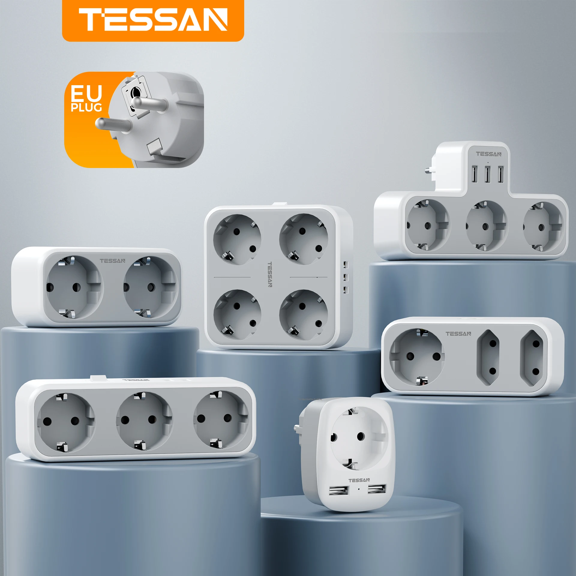 TESSAN-Multi-Outlets-Power-Strip-with-Outlet-and-USB-Ports-EU-KR-Wall ...