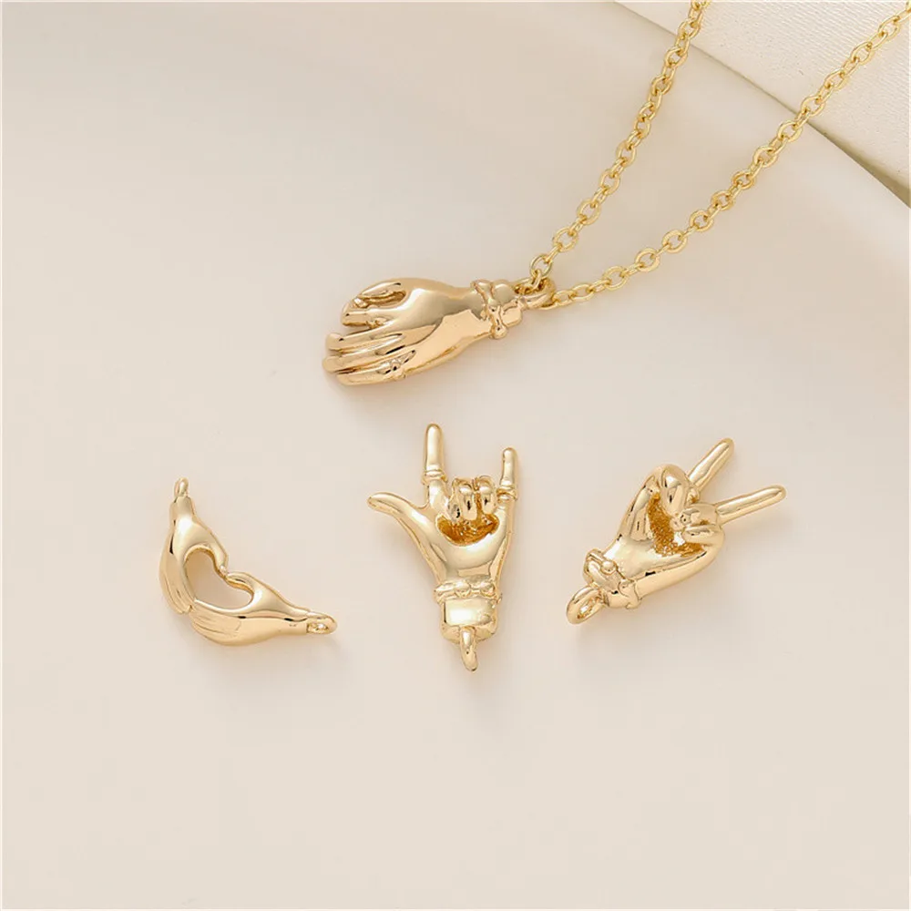 14K-package-gold-than-the-heart-OK-love-you-ye-gesture-pendant-diy ...