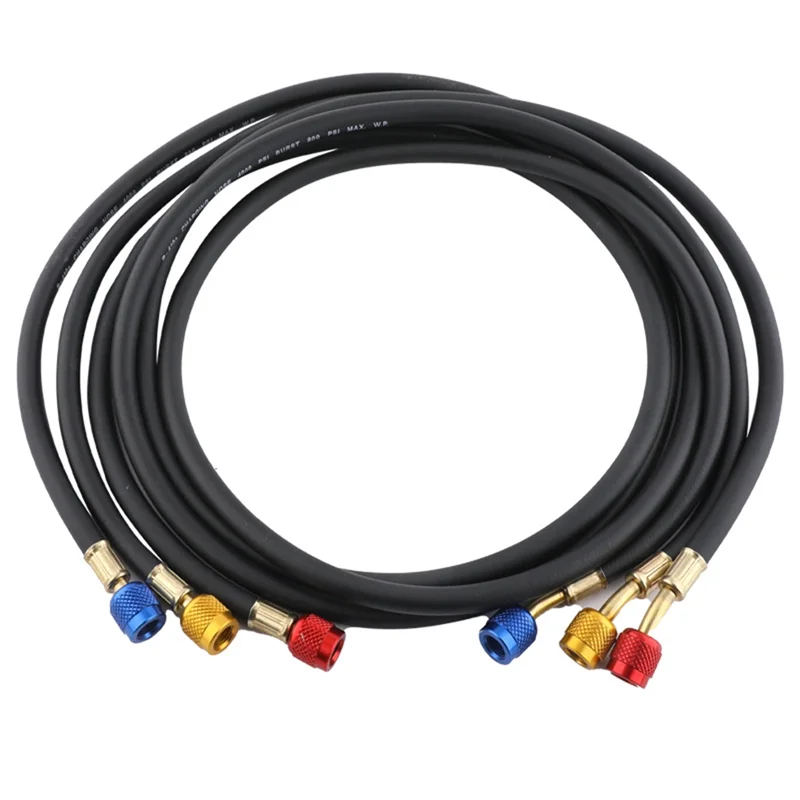 A01V-Valves Included HVAC Charging Hose Set 3 Color Coded Hoses For ...