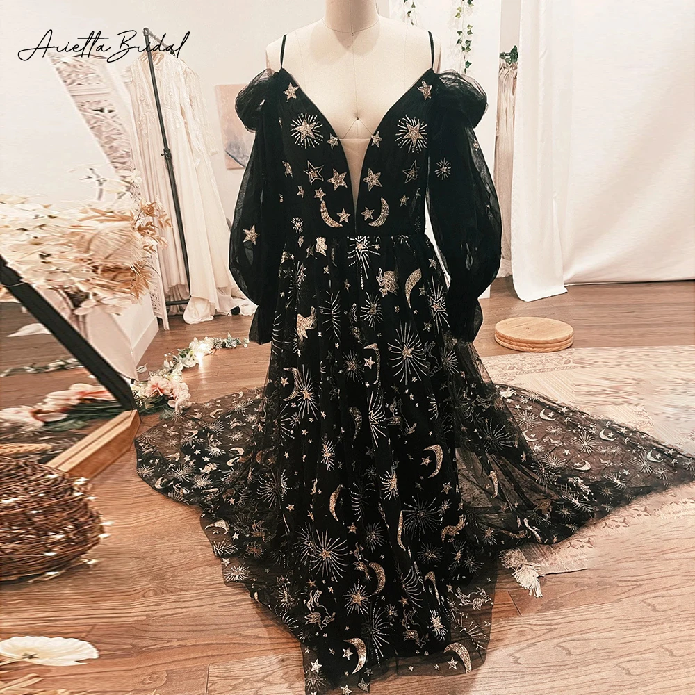 Arietta-Black-Constellation-Tulle-Maxi-Prom-Dresses-Plunging-V-Neck ...
