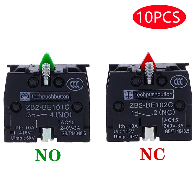 10pcs-XB2-Series-Accessory-10A-Silver-Brass-Contact-Block-Push-Button ...
