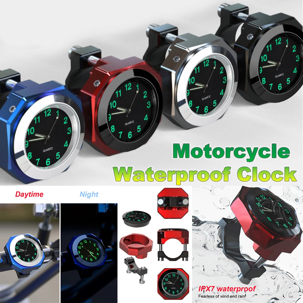 Universal 22-28mm Waterproof Motorcycle Bike Handlebar Clock Mount ...