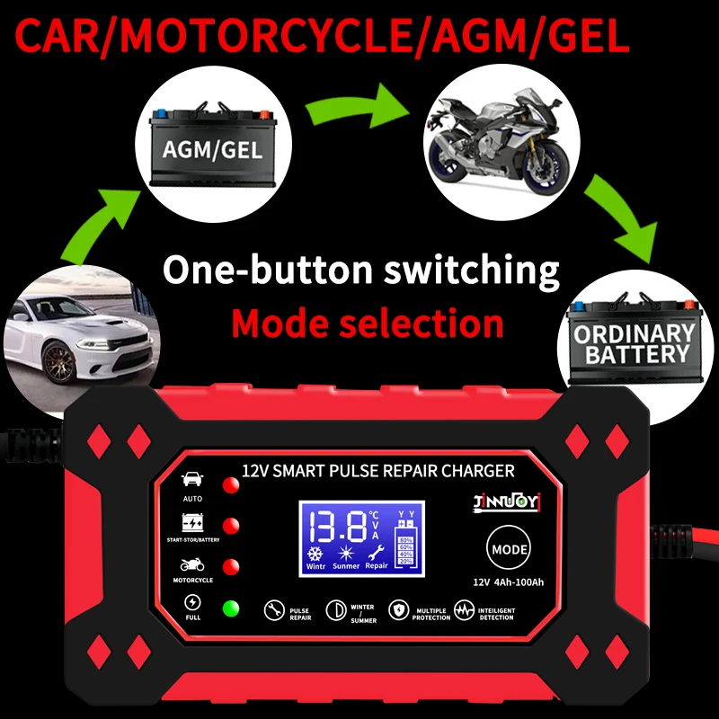 New Car Battery Charger 12V 6A Smart Pulse Repair Charger Fast Charging ...