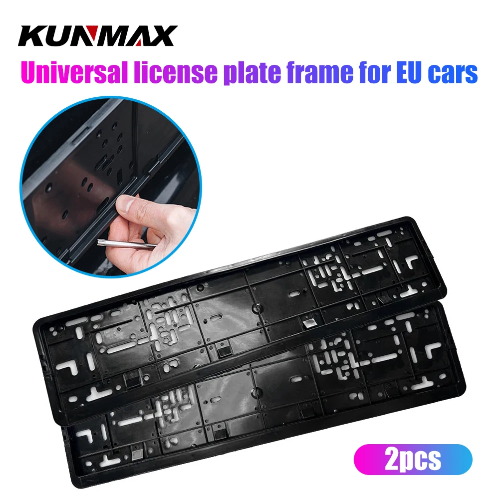 2PCs-Carbon-Style-Black-European-License-Plate-Frame-Auto-Accessory ...