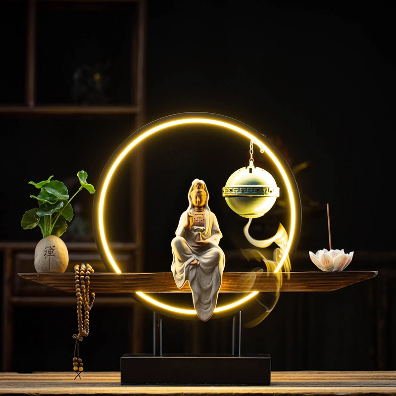 Chinese Style Guanyin Buddha Statue | Backflow Incense Burner | Incense ...