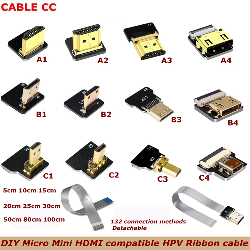 FPV-Micro-HDMI-compatible-90-Degree-Connector-FPC-Flexible-Flat-Mini-HD ...