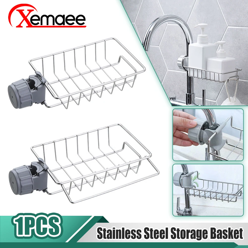 Kitchen-Storage-Stainless-Steel-Faucet-Storage-Rack-Hanging-Basket ...