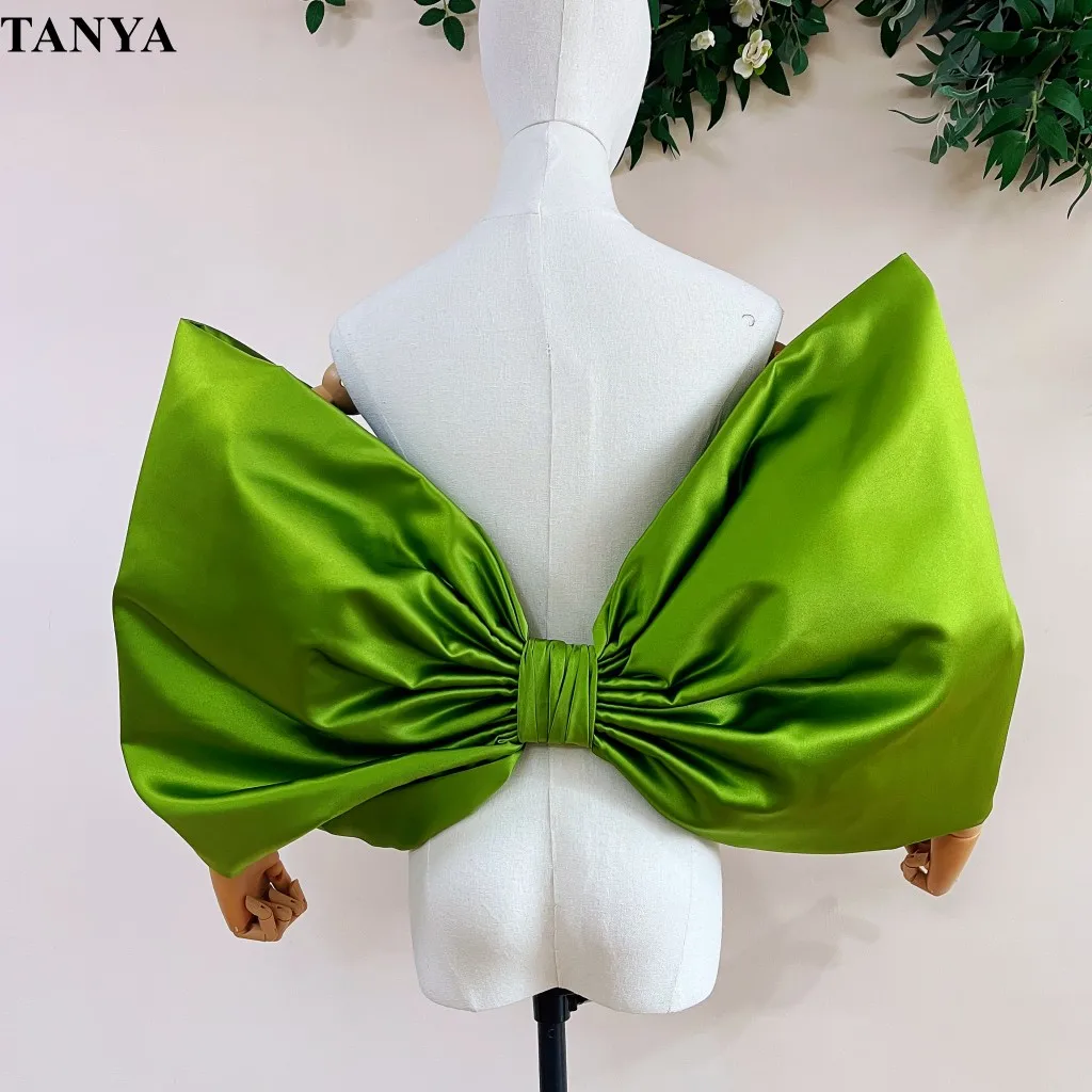Sage Green Satin Short Bow Cape ,Elegant Wedding Bow Shawl,Women Lady ...