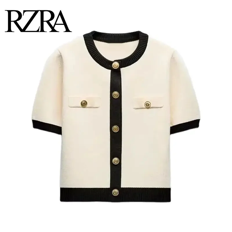 RZRA-Women-s-2024-Summer-New-Ruili-Sweet-Contrast-Color-Round-Neck ...