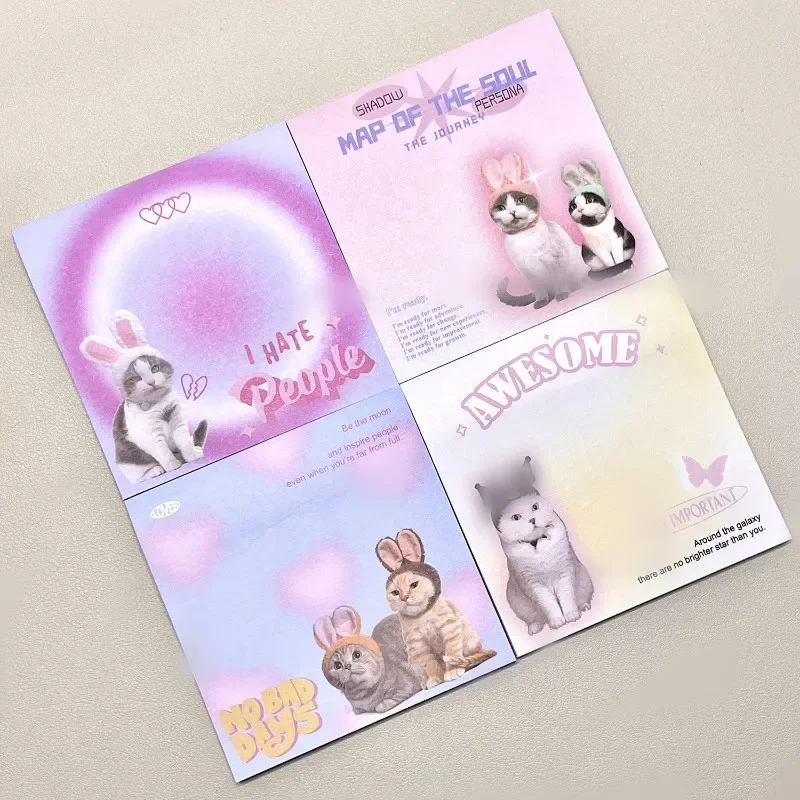 50sheet Cute Cat Memo Pad Amercian Style Lovely Kitten Sticky Note 8 ...