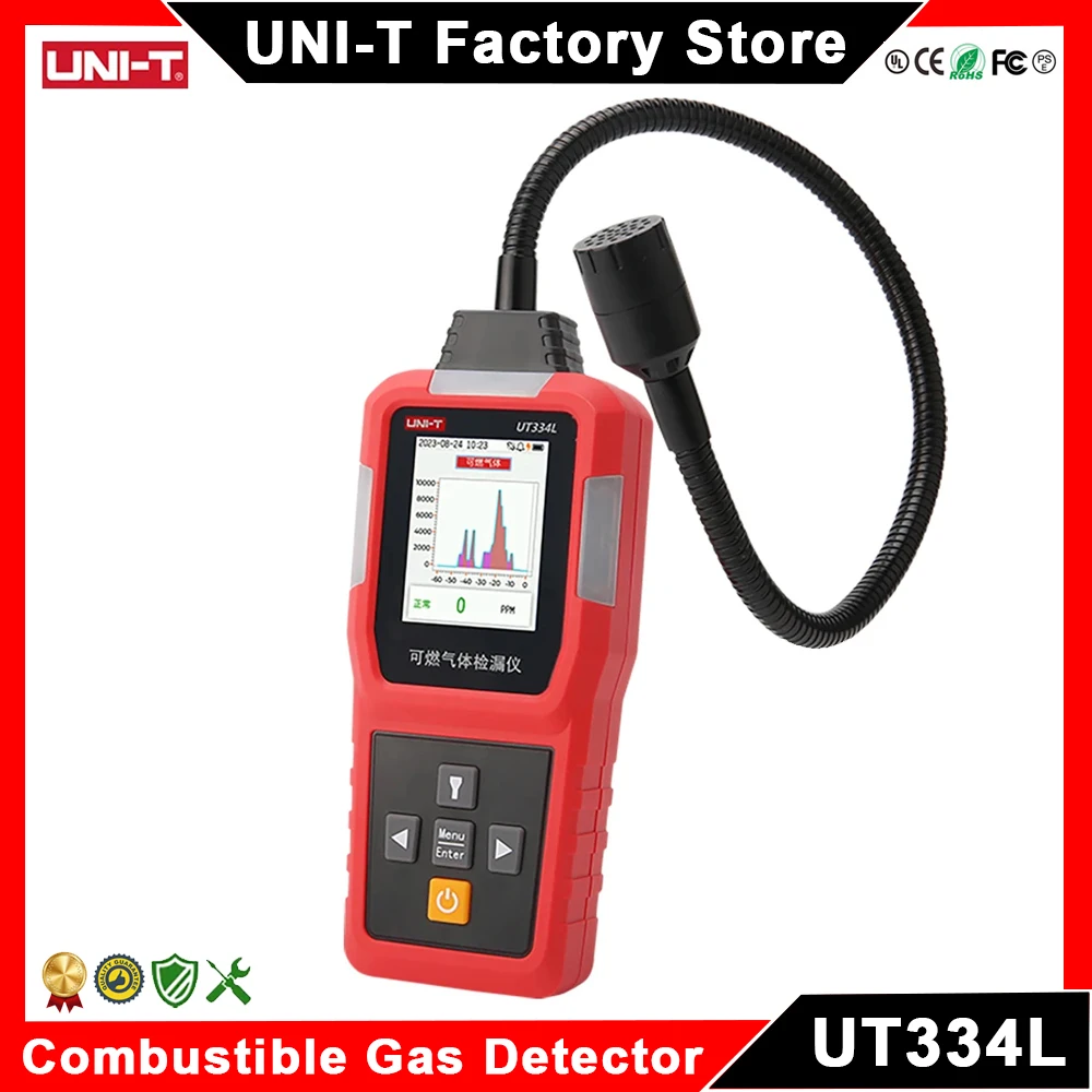 UNI-T UT334L Natural Gas Detector Combustible Gas Leak Sensor Detector ...