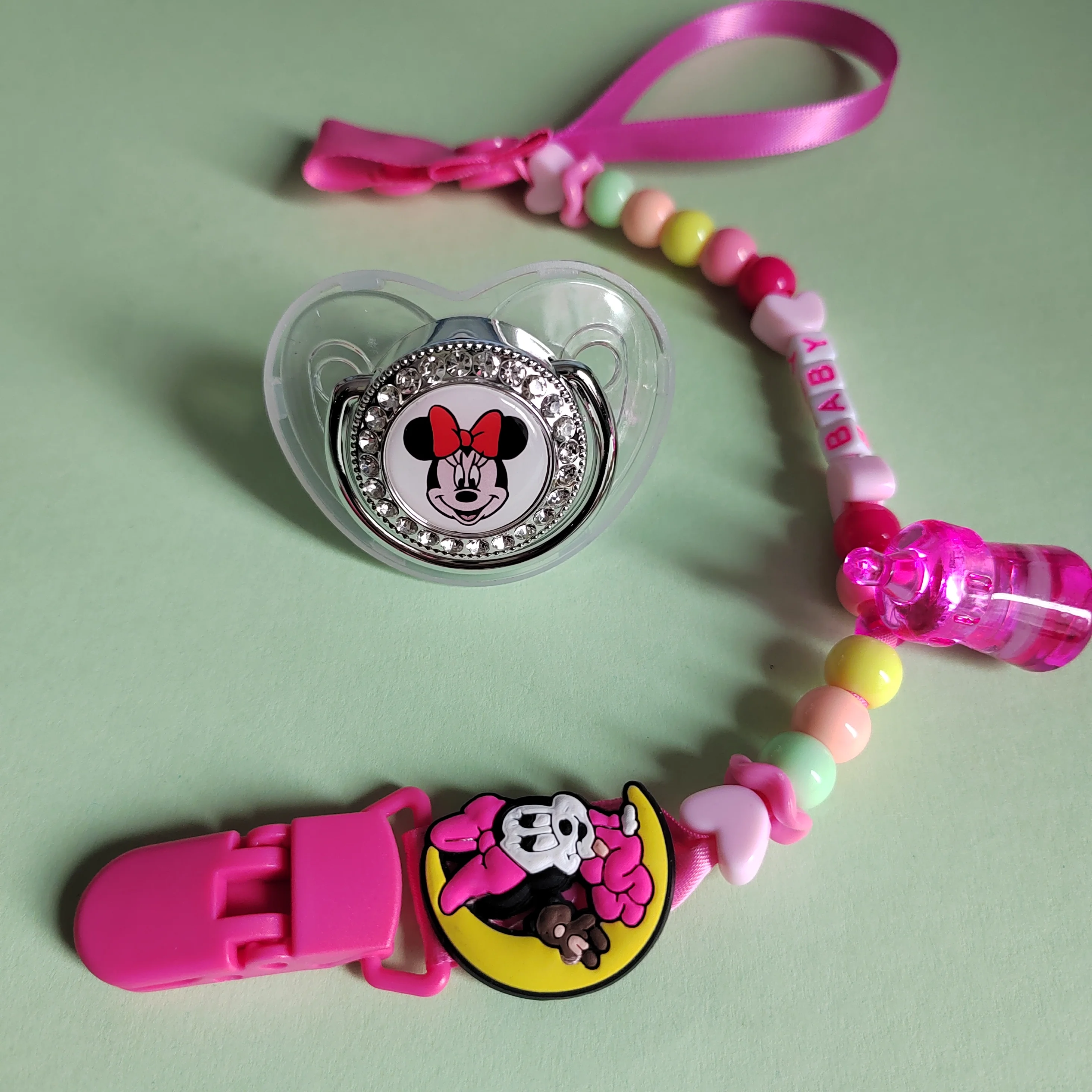 Pacifier and Personalized bead Clip Bling Bling Pacifier holder BPA ...