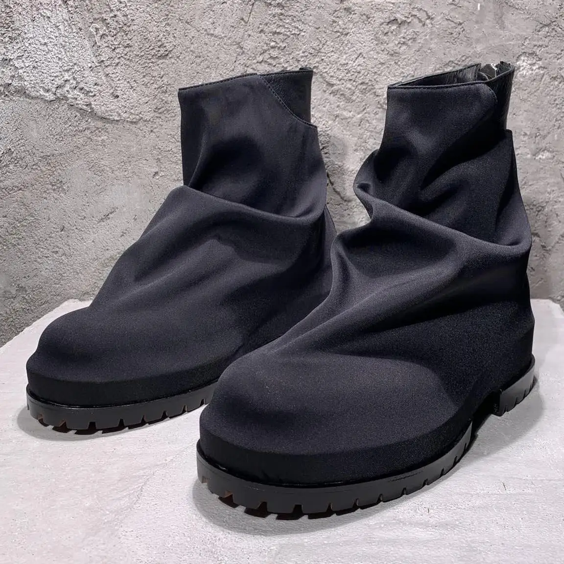 Homens botas de couro genuíno zíperes dobras plataforma botas de ...