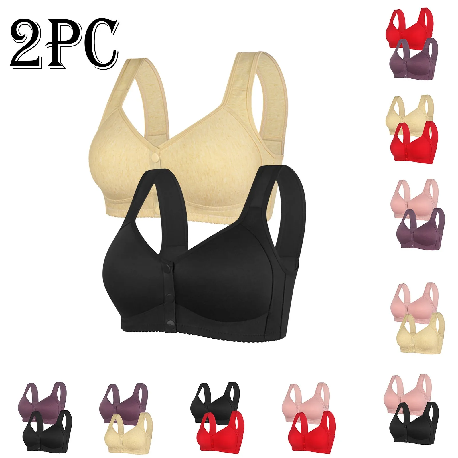 2pcs-Front-Side-Buckle-Lace-Bra-Comfortable-Tight-Sports-Bras-Women-s ...
