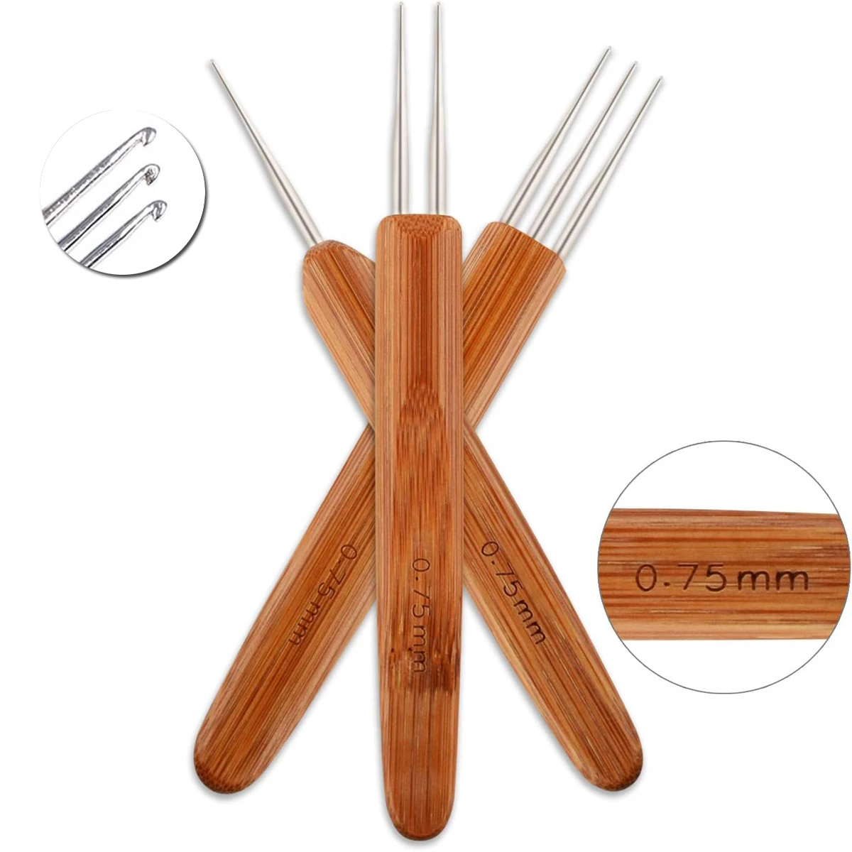 3Pcs 0.75mm Dreadlock Crochet Hook Tool Kit Braid Hair Dreadlocks ...