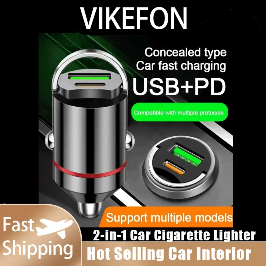 PD30W Mini Quick Charging Car USB Type-C Fast Charger Cigarette Lighter ...