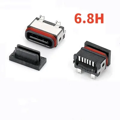 TYPE-C-6P USB Female Vertical Patch USB Connector Waterproof H6.8 ...