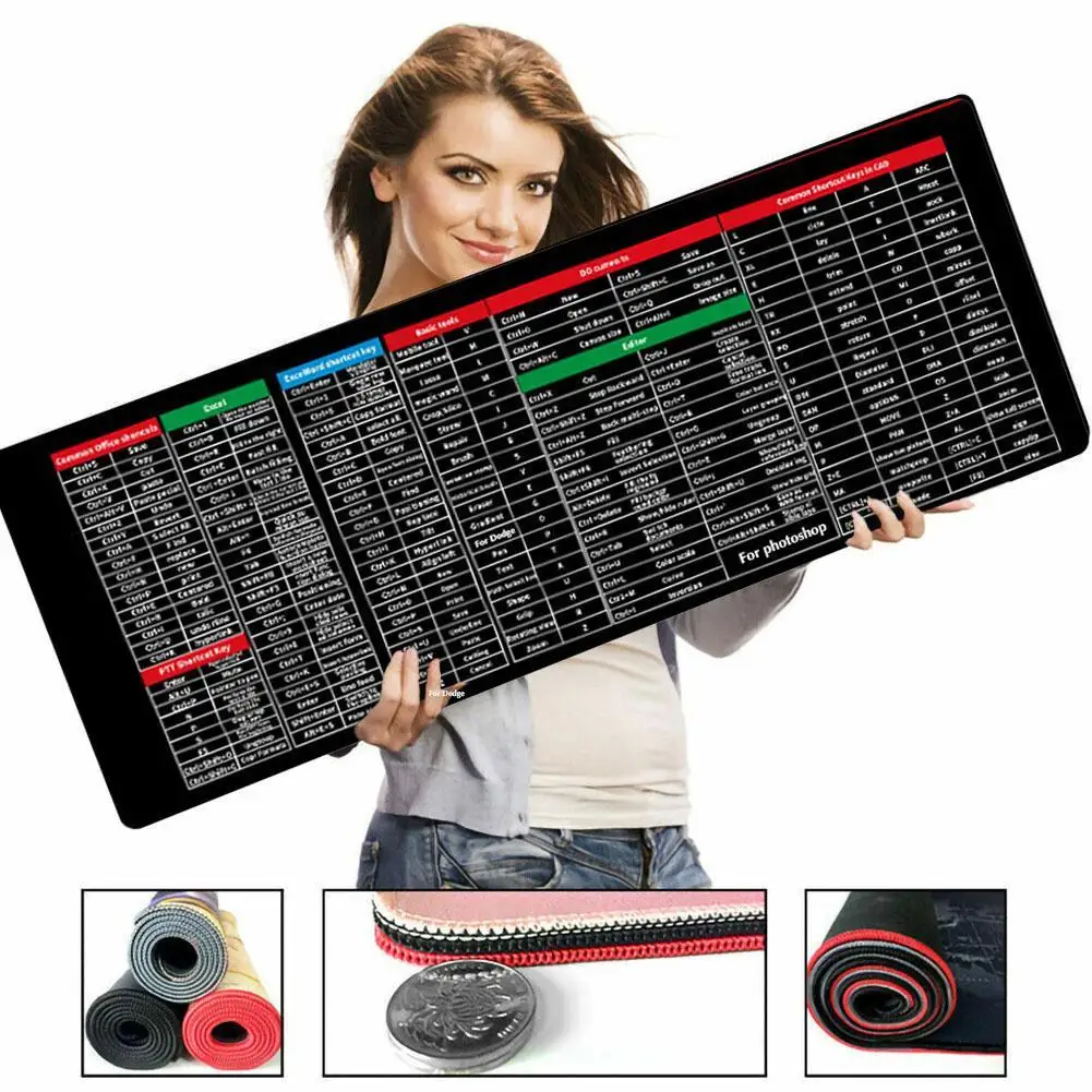 Large-Gaming-Mousepad-Quick-Key-Office-Software-Shortcuts-Pattern-Mouse ...