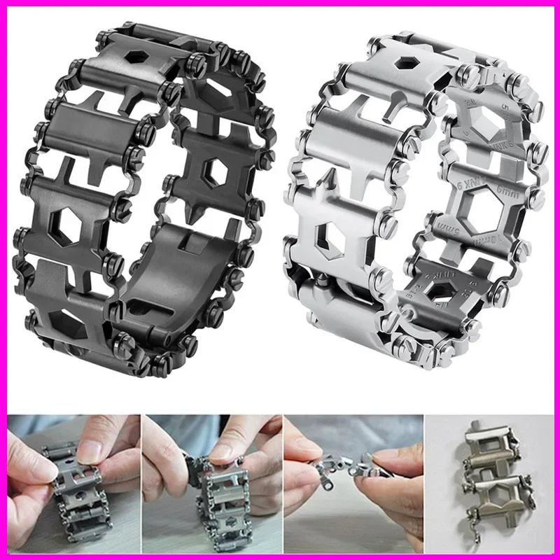 29 in 1 Multifunction Tool Bracelet Tread Bracelet Stainless Steel Bolt ...
