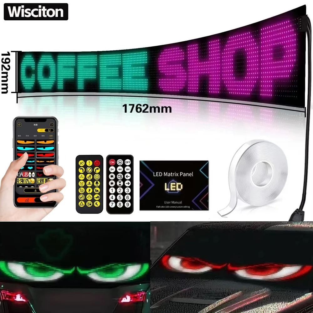 176cm-LED-Matrix-Pixel-Panel-Display-Screen-Flexible-RGB-Car-Pattern ...