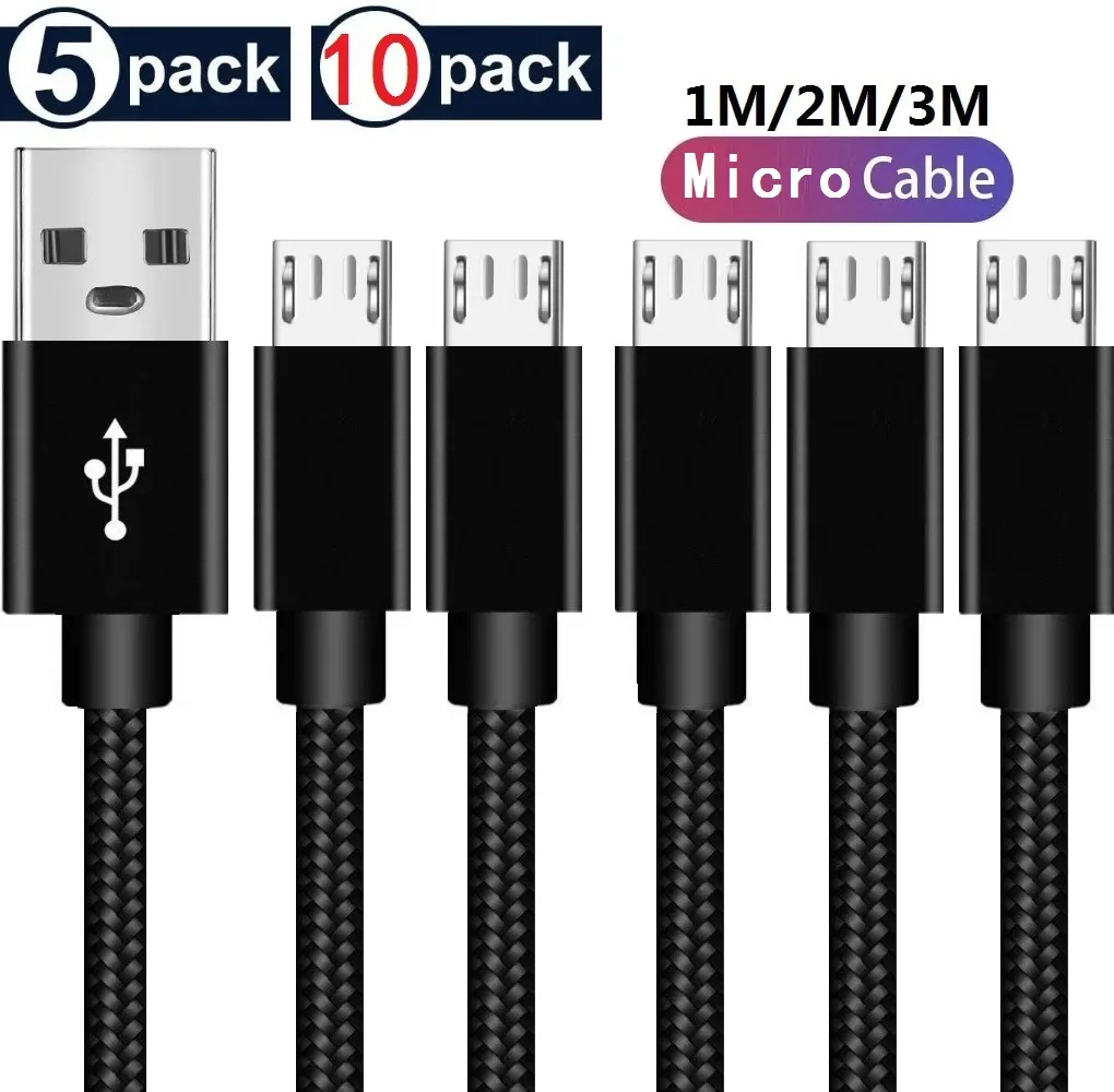 5-10Pack-2A-Fast-Charging-Fabric-Nylon-Metal-Alloy-Micro-V8-5pin-USb ...