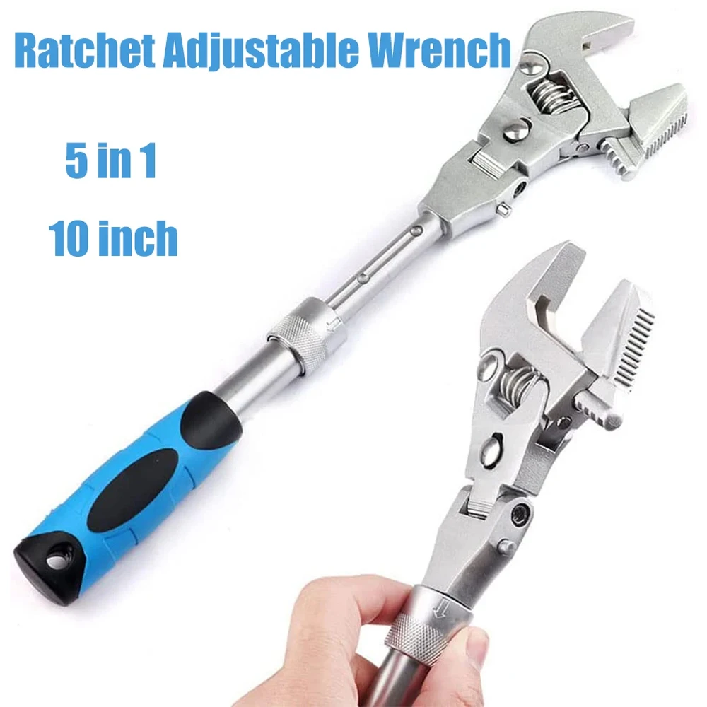 10-Inch-Ratchet-Adjustable-5-in-1-Torque-Wrench-Can-Rotate-And-Fold-180 ...