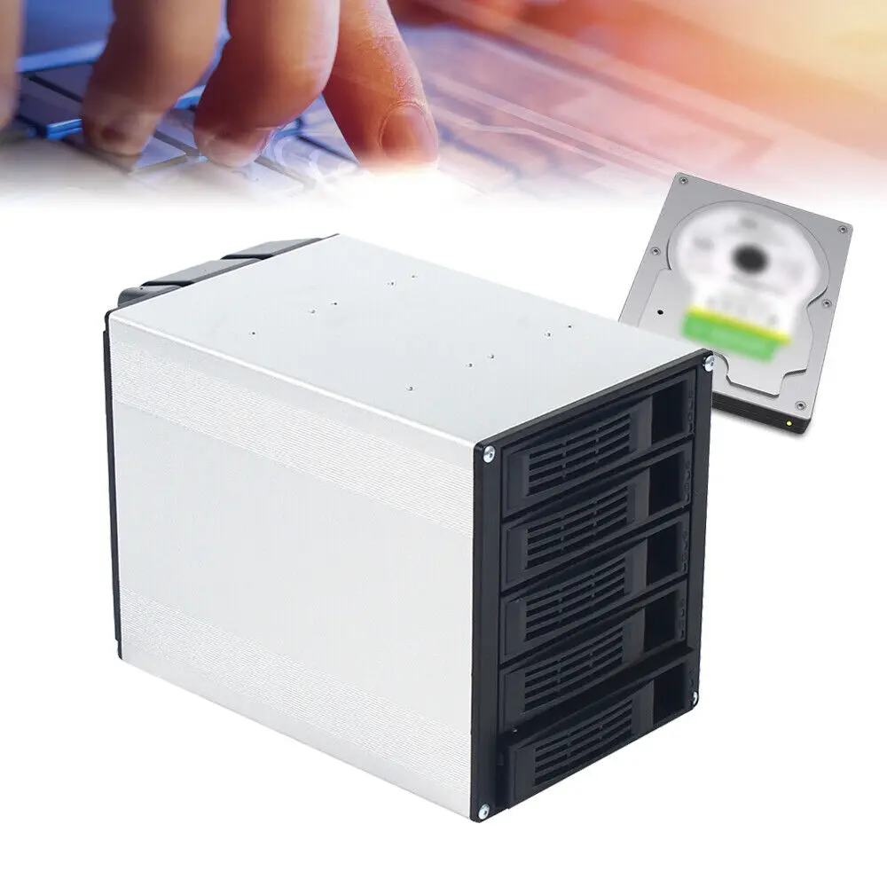 5 Bays SATA SAS D Drive Bay Hard Drive Disk Case Enclosure 2.5"/3.5 ...