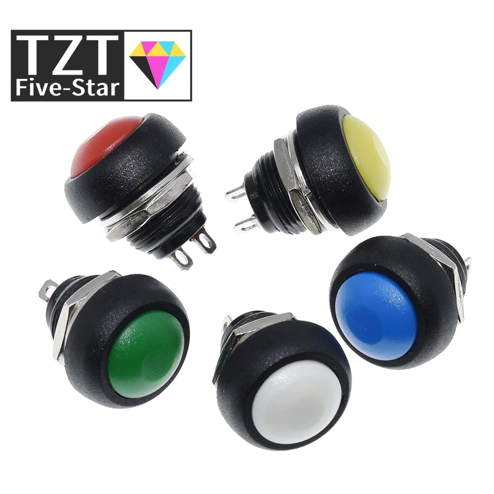 5Pcs Mini 12mm Waterproof Momentary ON/OFF Push Button Round Switch PBS ...