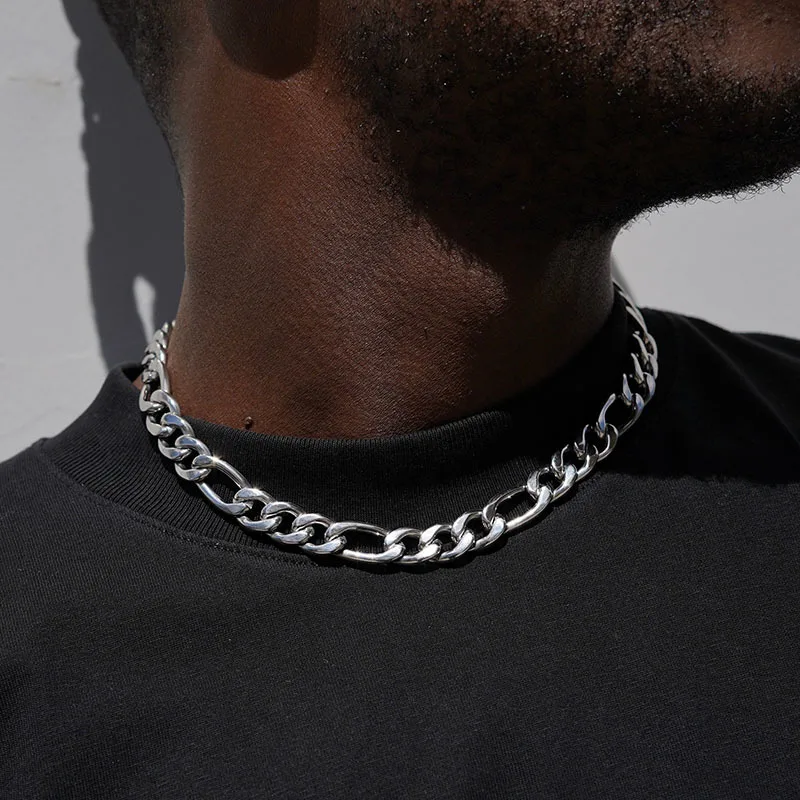 New-Classic-NK-Chain-Necklace-Men-Simple-Width-5-7-9mm-Stainless-Steel ...