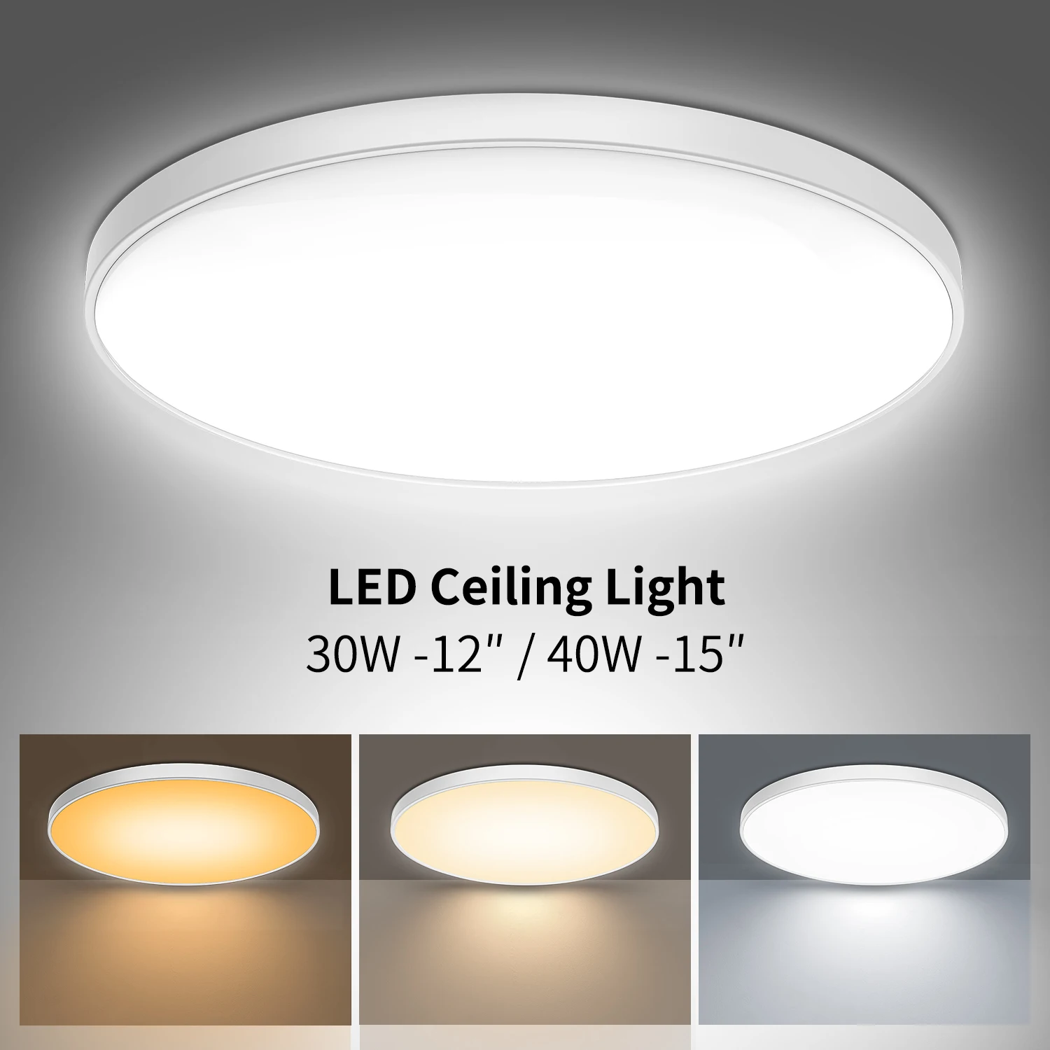 LED Round Flat Panel Light, luz regulável para quarto, cozinha ...