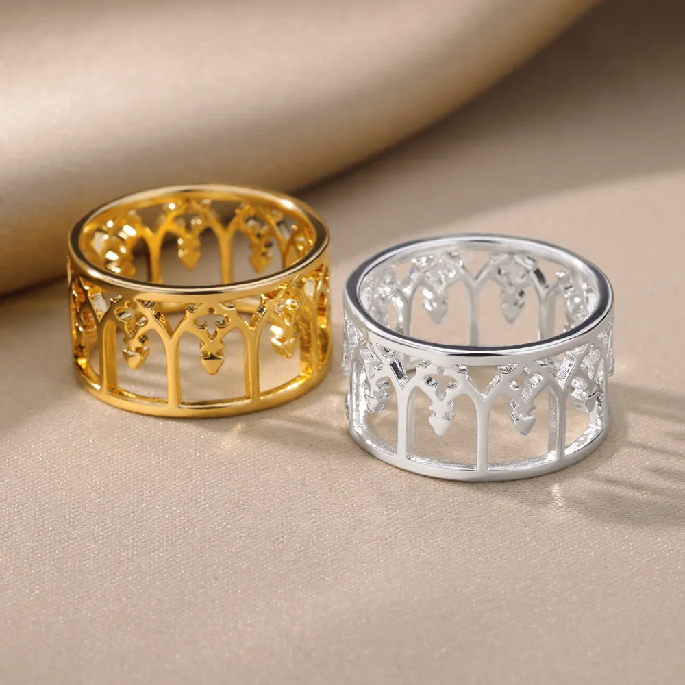 Vintage-Palace-Hollow-Rings-for-Women-Men-Stainless-Steel-Geometric ...