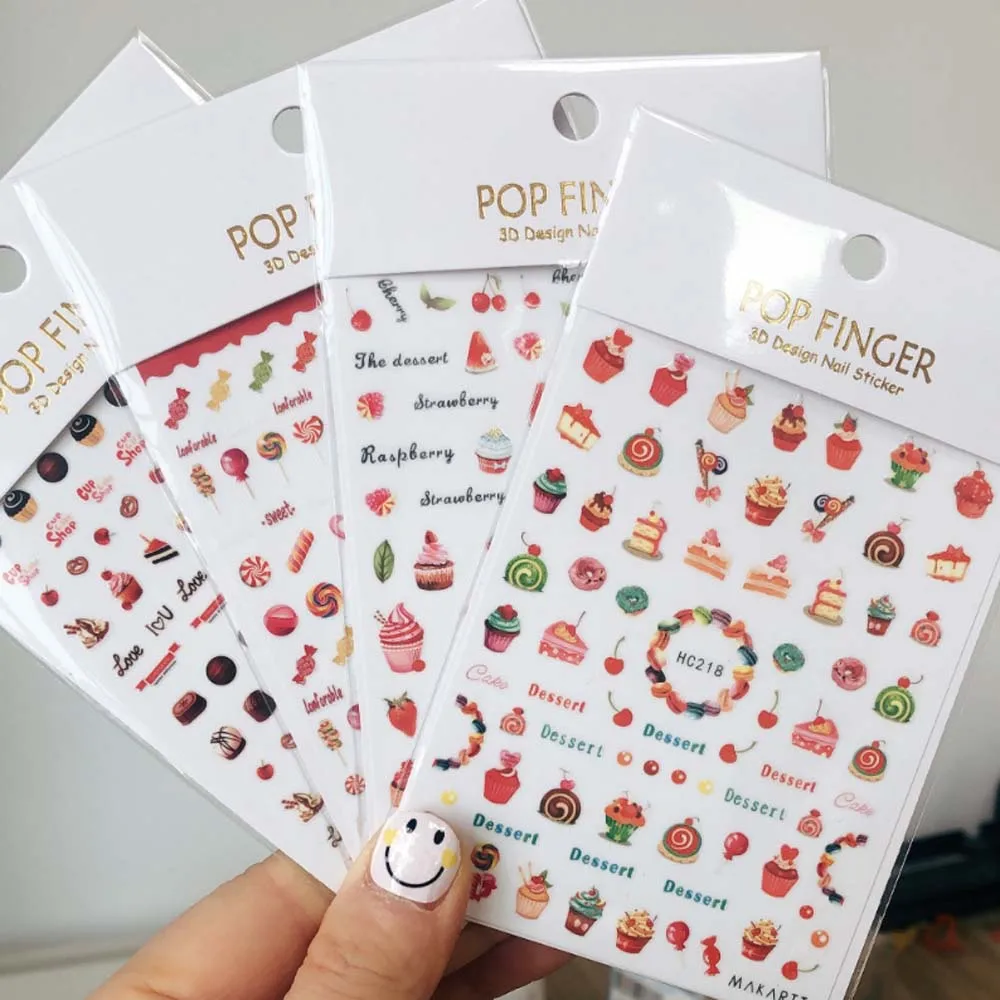 1Pcs-3D-Dessert-Nail-Art-Sticker-Strawberry-Fruit-Cake-Decals-Cupcake ...