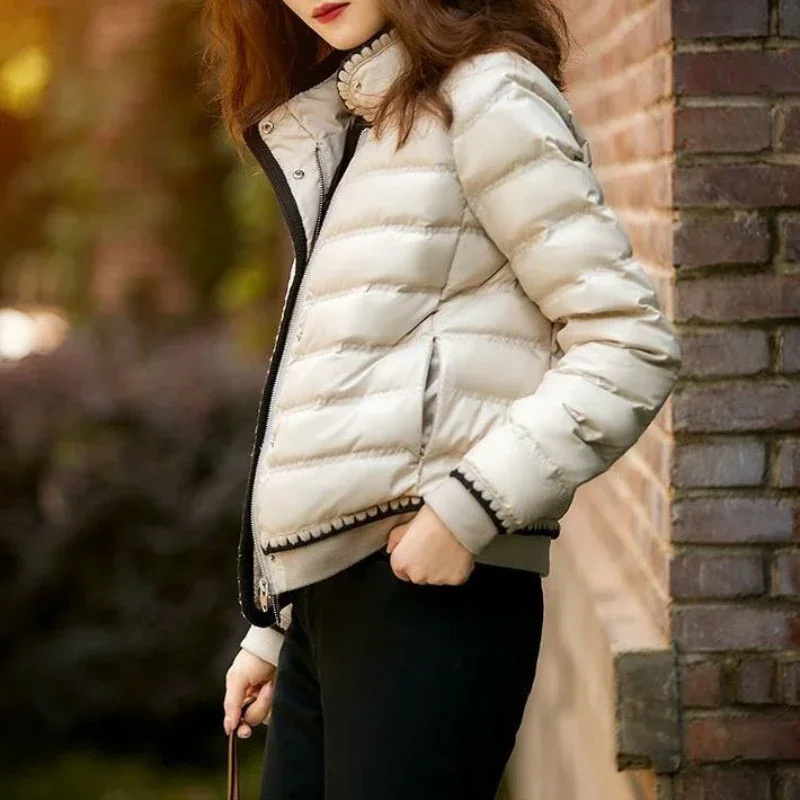 Duck-Down-Short-Patchwork-Women-s-Jacket-Quilted-Padded-Black-Thick-Padding-Cropped-Female-Coats ...